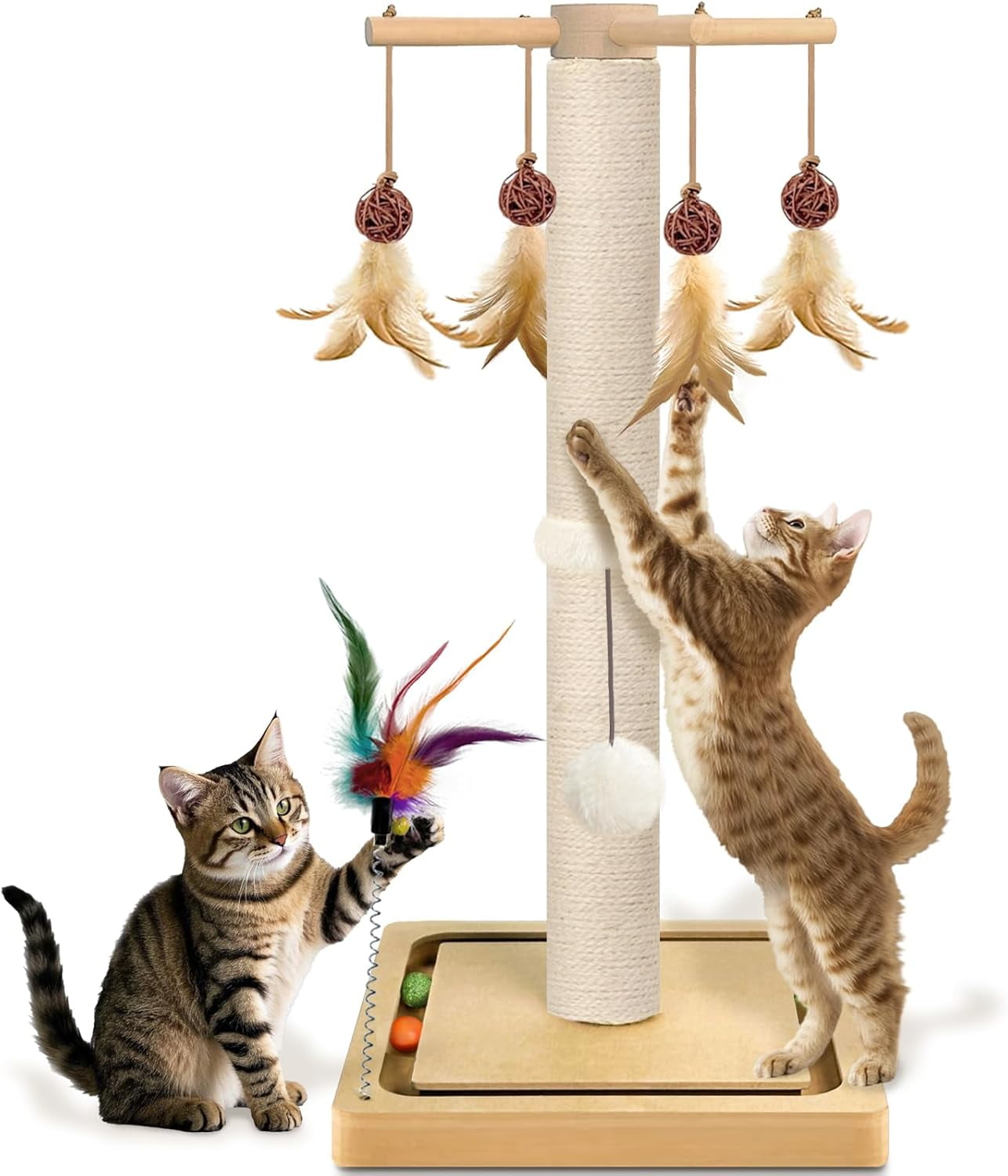 Cat Scratching Post, Sisal, Scratcher Tree Tower for Indoor Cats Adults ...