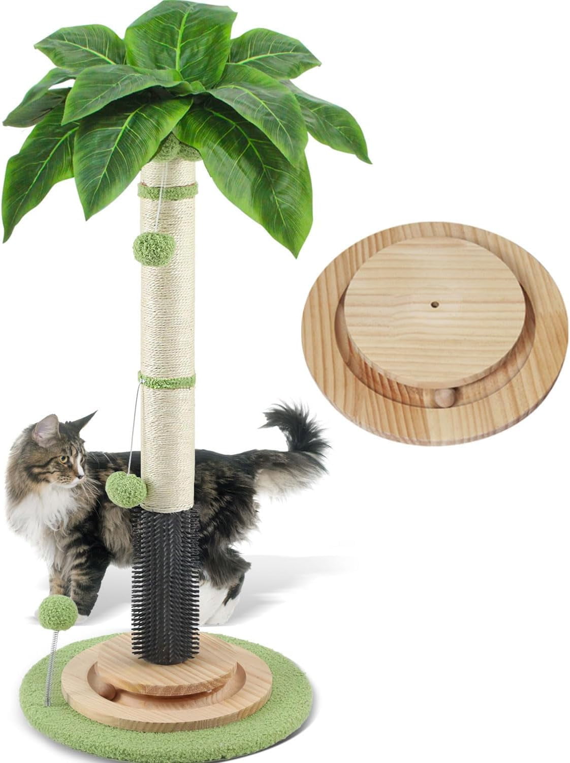 Cat Scratching Post with Solid Wood-39.4'' Tall Cat Scratching Post for ...