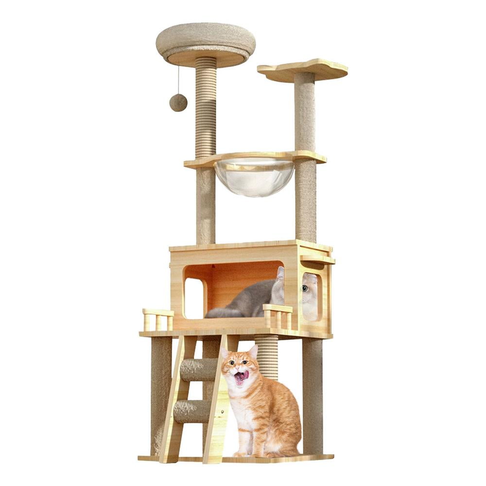 TOHU Cat Scratching Post Tower 57.8Inch Cat Scratching Tower Cat Condo ...