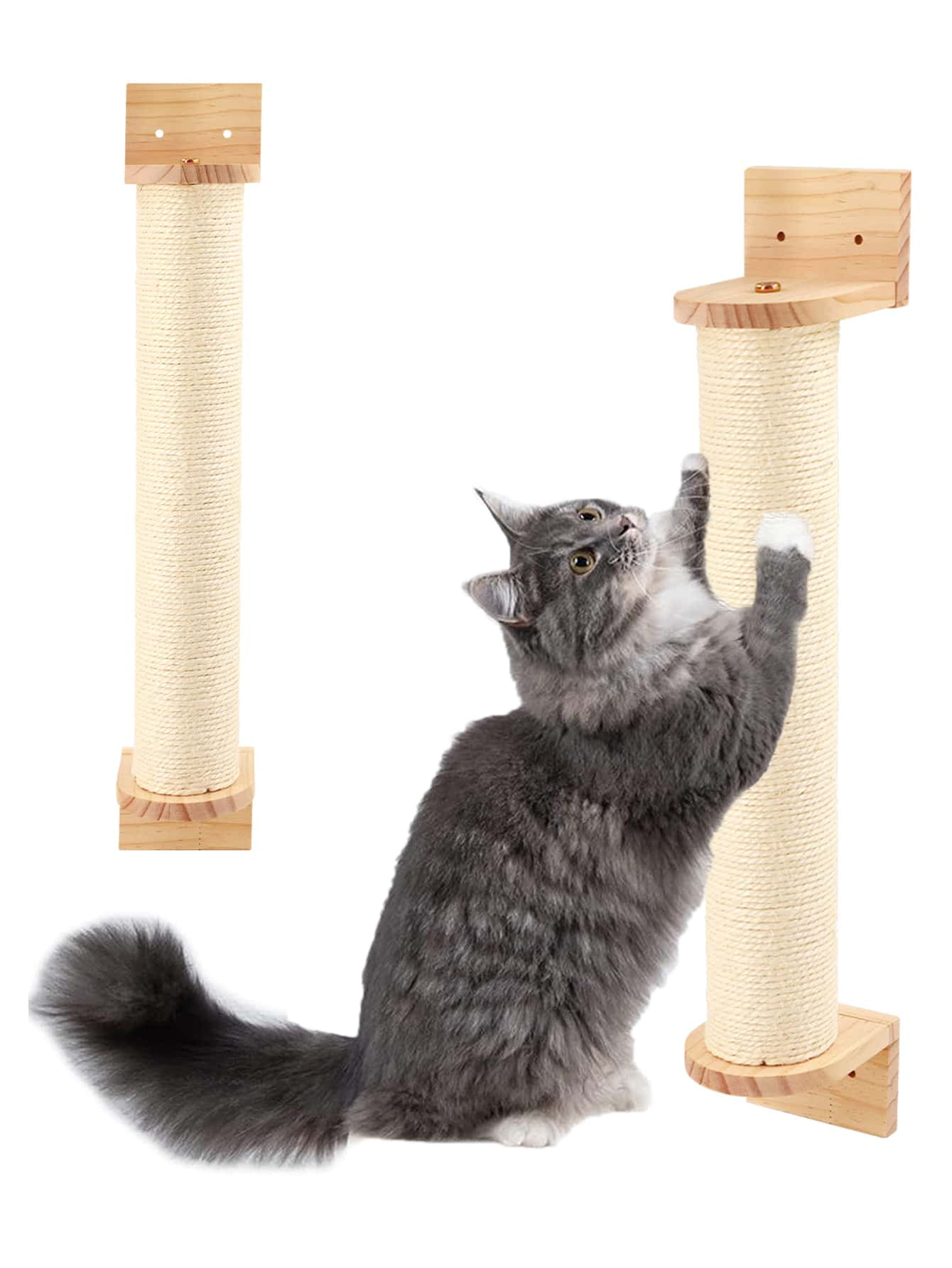 Cat Scratching Post Wall Furniture Wood Wall Mounted Kitten Scratcher ...