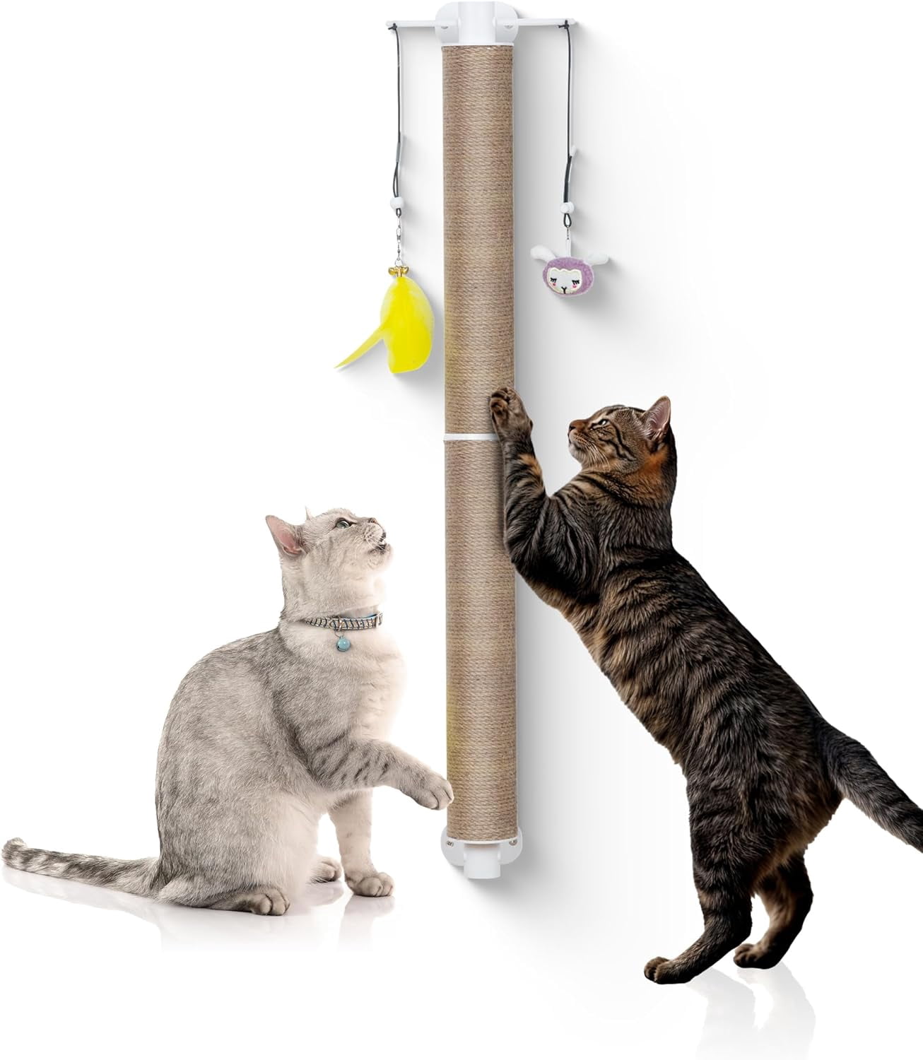 Cat Scratching Post Wall Mounted, 37.5" Tall Cat for Wall with Hanging ...