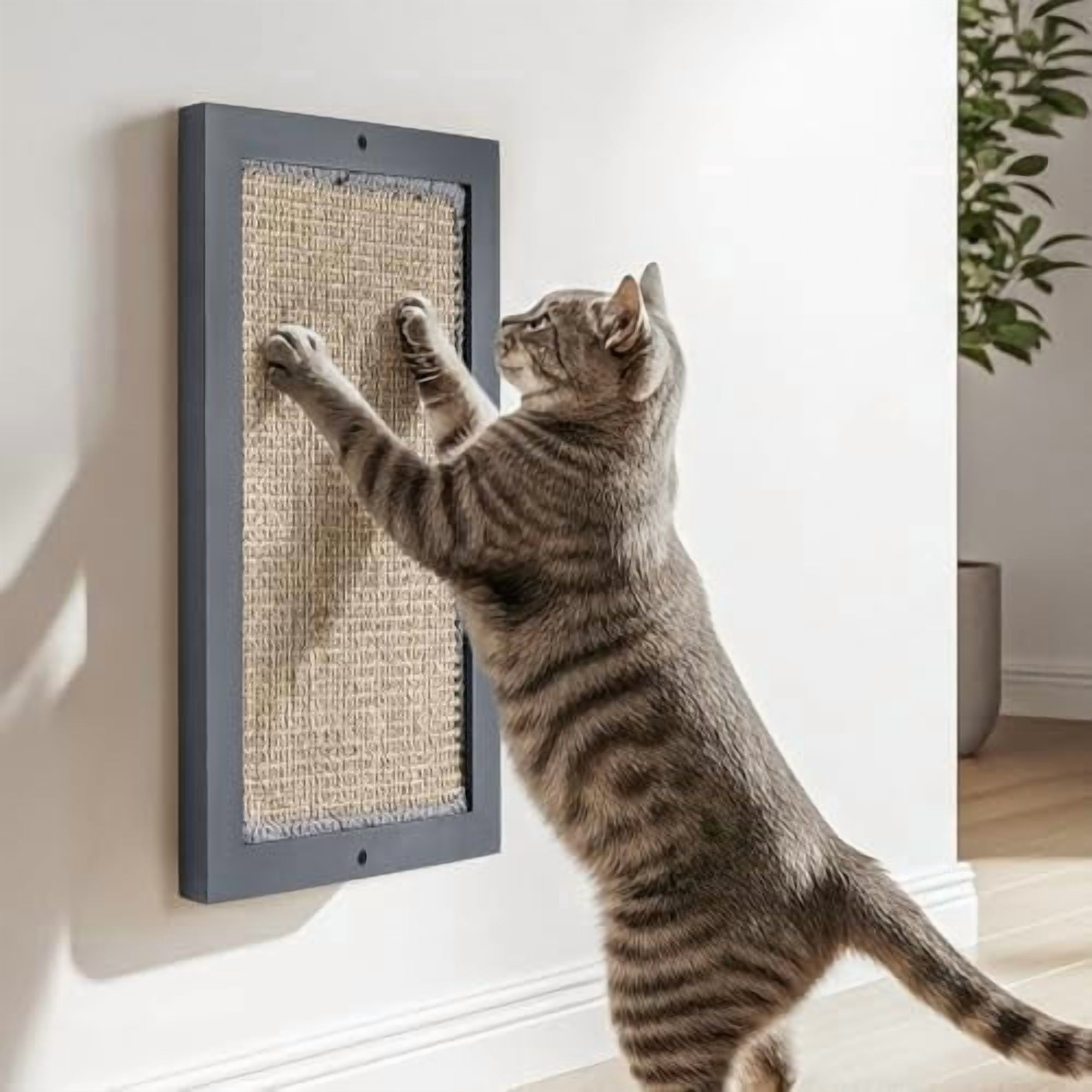 Cat Scratching Post, Wooden Sisal Cat Wall Scratcher, Floor or Wall ...