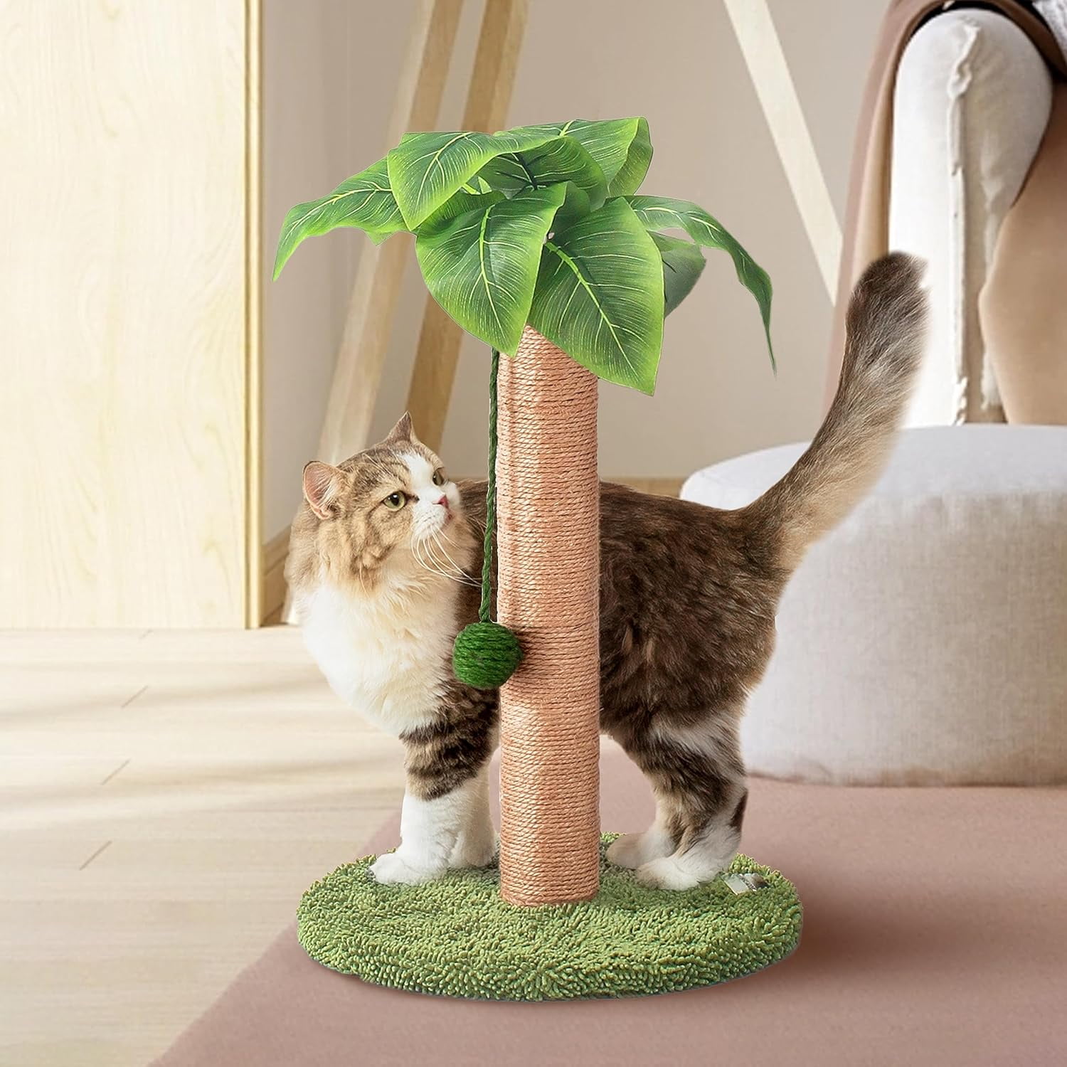 Cat Scratching Post with Hanging Ball, Tall Cute Cat Toys for Indoor ...