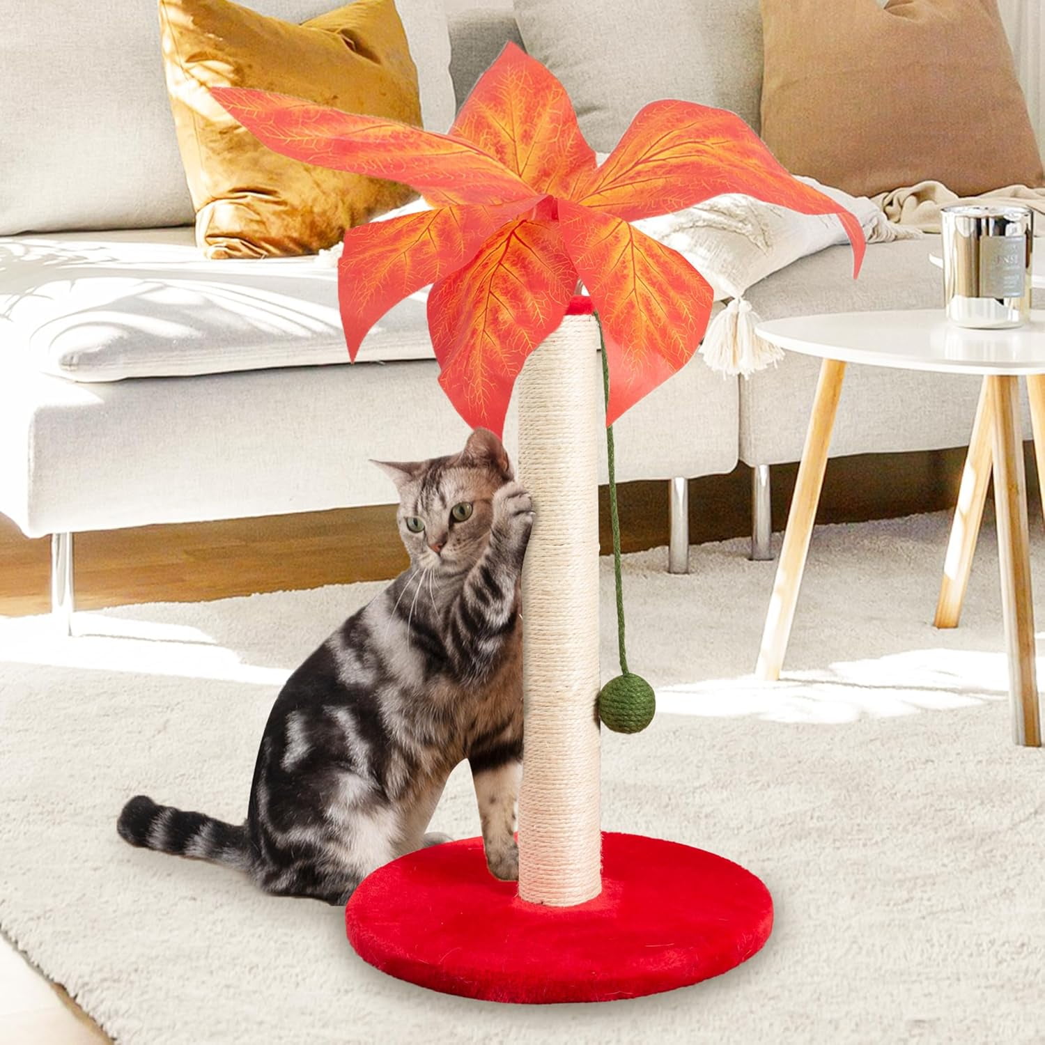 Cat Scratching Post with Hanging Ball, Tall Cute Cat Toys for Indoor ...