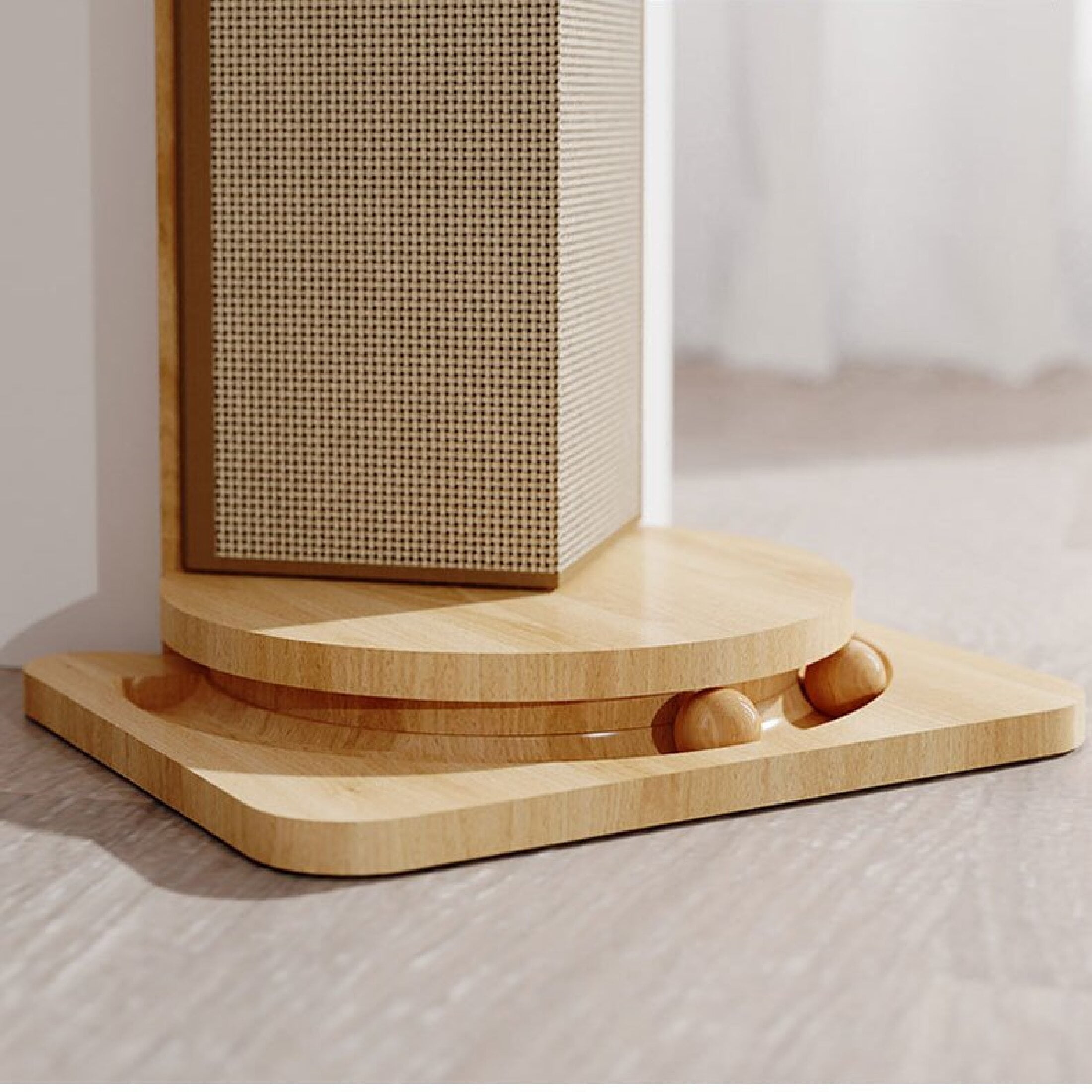 Furniture Protector Sisal & Solid Wood Cat Scratching Post with Toy ...
