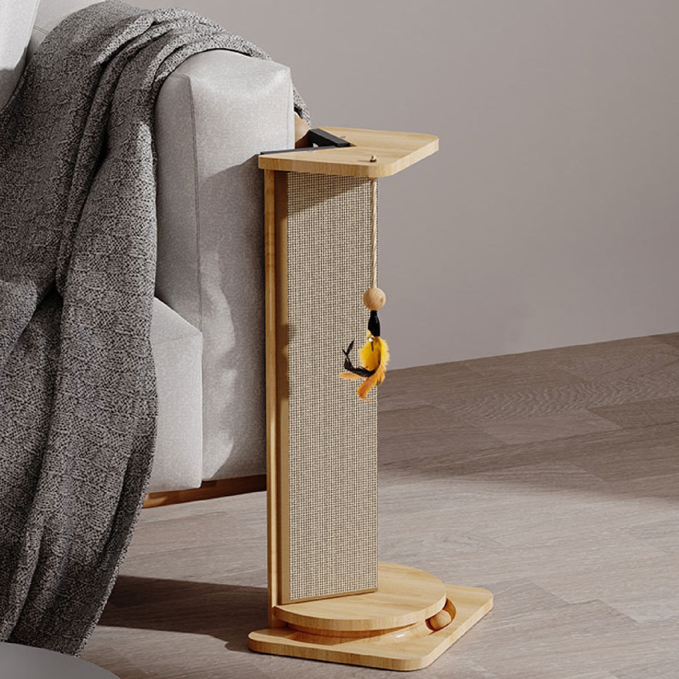 Cat Scratching Post with Toy,Furniture Protector for Sofa,Couch,Wall ...