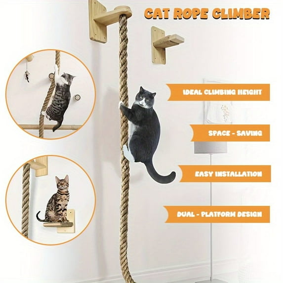 Cat Climbing Rope Wall Mounted, Cat Rope Climber, Space Saving Cat Tree ...