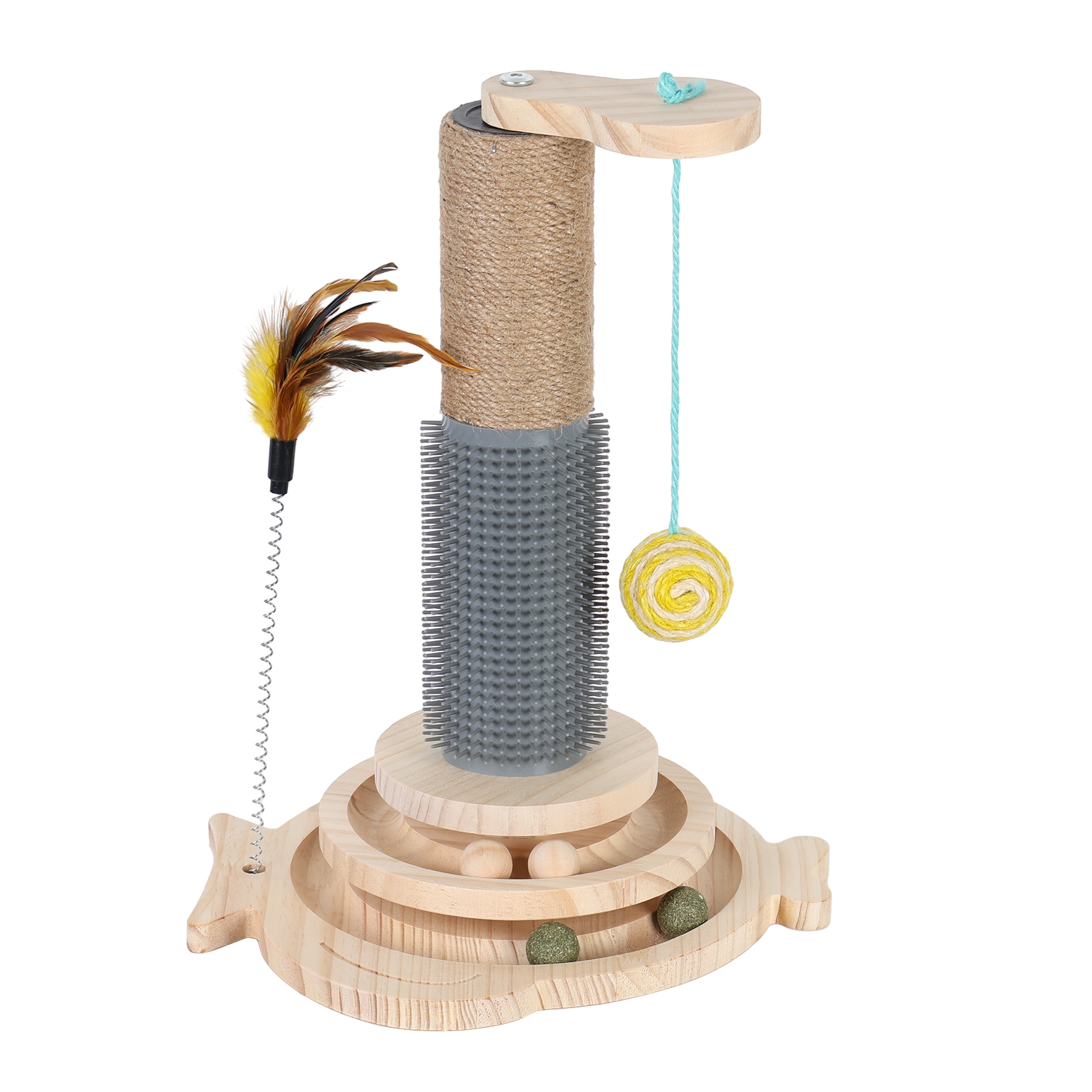 Cat Scratching Toy Roller 2-Level Turntable Track Toys with Scratching ...