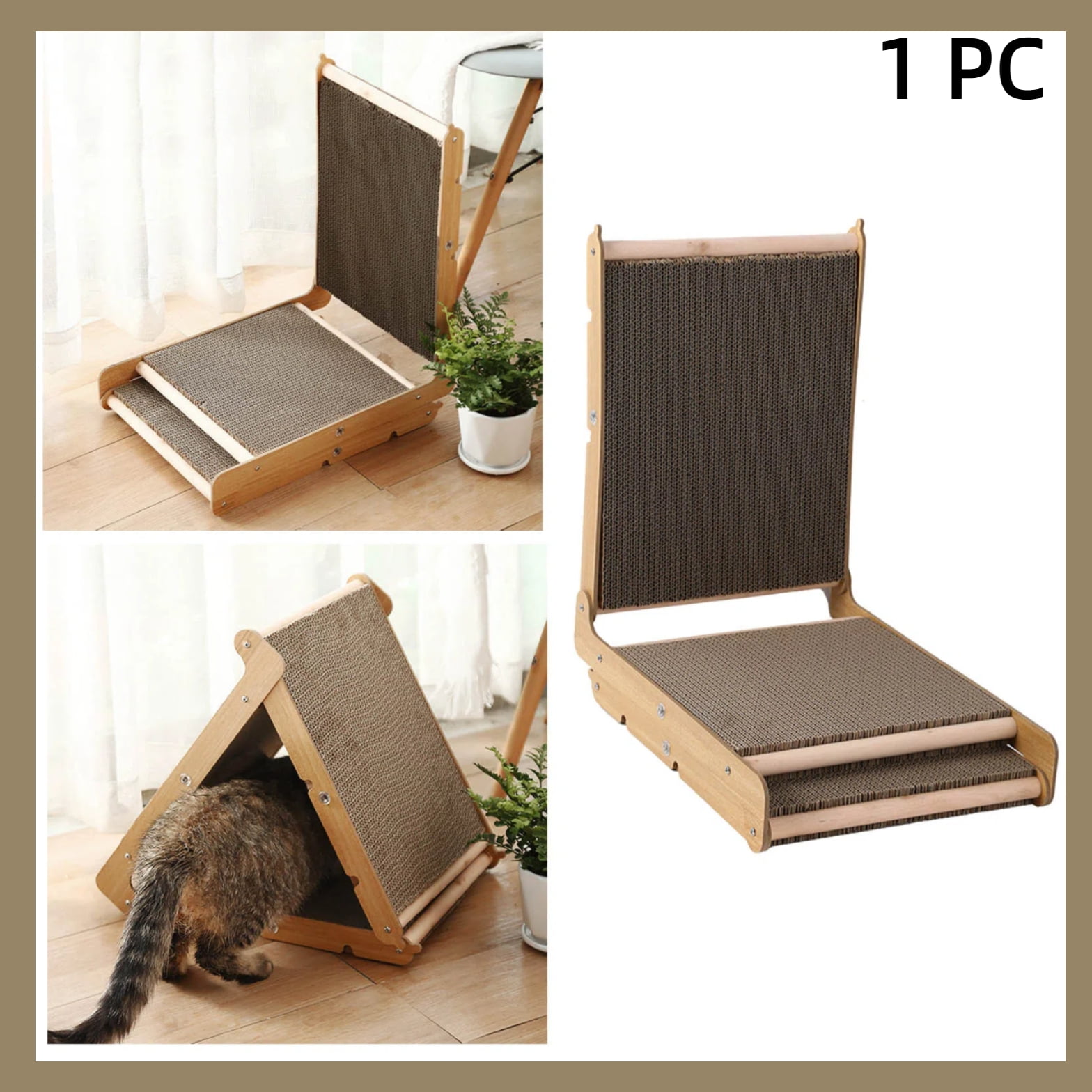 Cat Scrather Cat Scratching Board - Foldable Triangle cat scratch pad ...