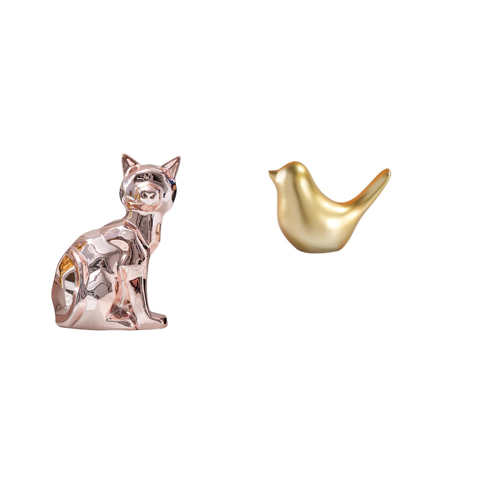 Cat Sculpture Bird Statue Desk Figurine Resin Craft Gift for ...