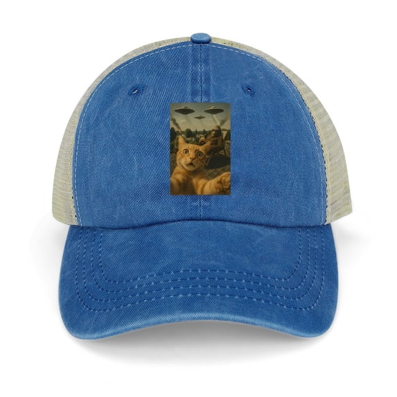 Cat Selfie Dark Blue Baseball Cap for Men Women, Adjustable Snapback ...