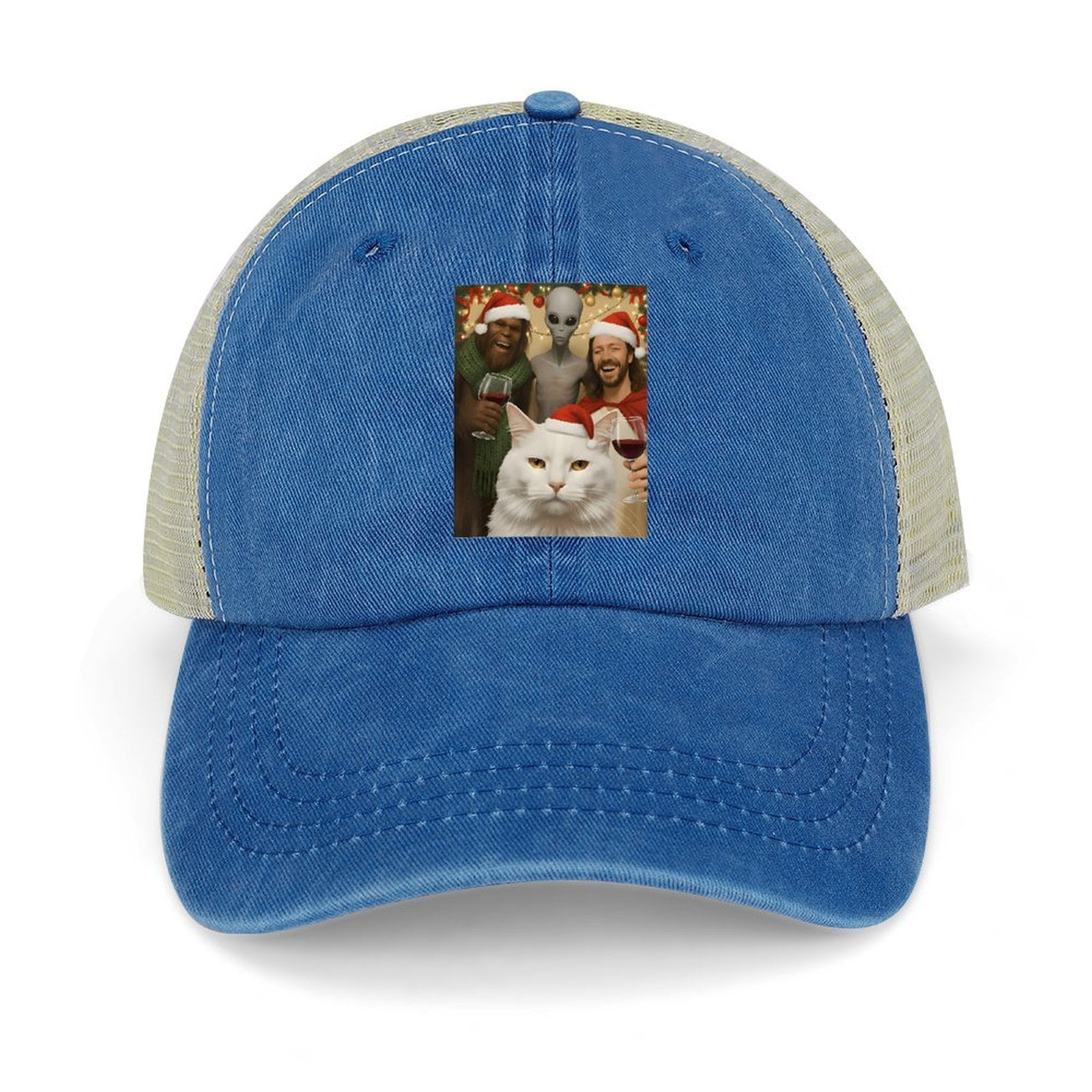 Cat Selfie Dark Blue Baseball Cap for Men Women, Adjustable Snapback ...