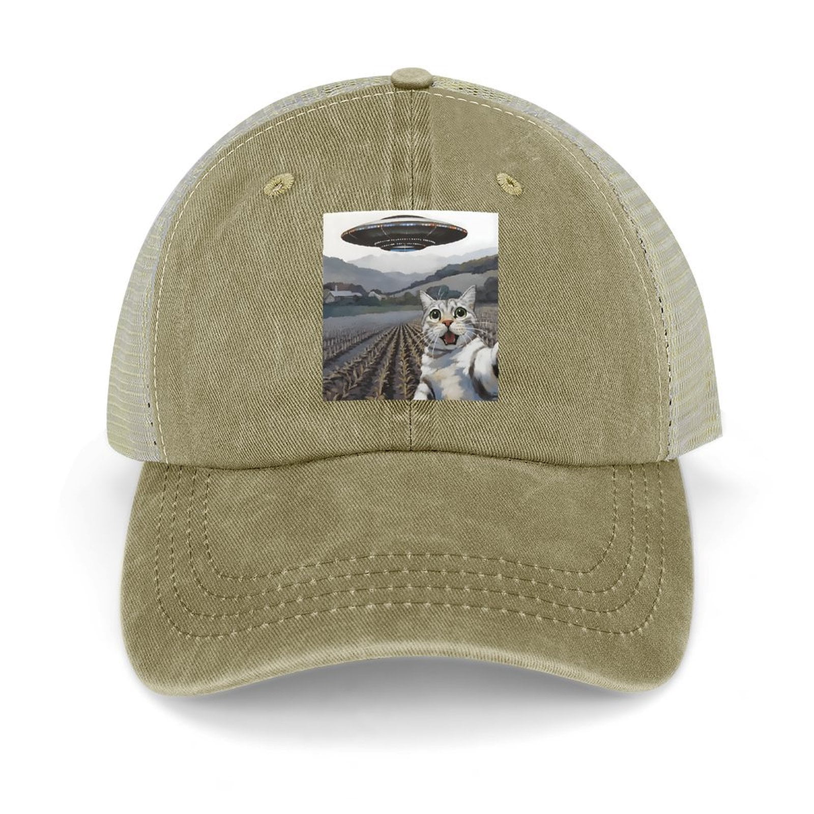 Cat Selfie Khaki Baseball Cap for Men Women, Adjustable Snapback Hats ...