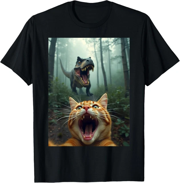 Cat Selfie T-Rex Dinosaur T-Shirt Daughter, Coworker, Fr - Walmart.com