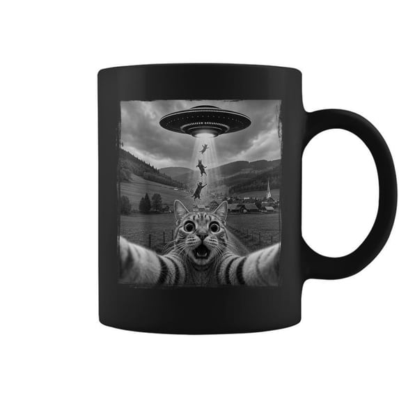 Cat Selfie With Alien Ufo Cat Kids Coffee Mugs - Walmart.com