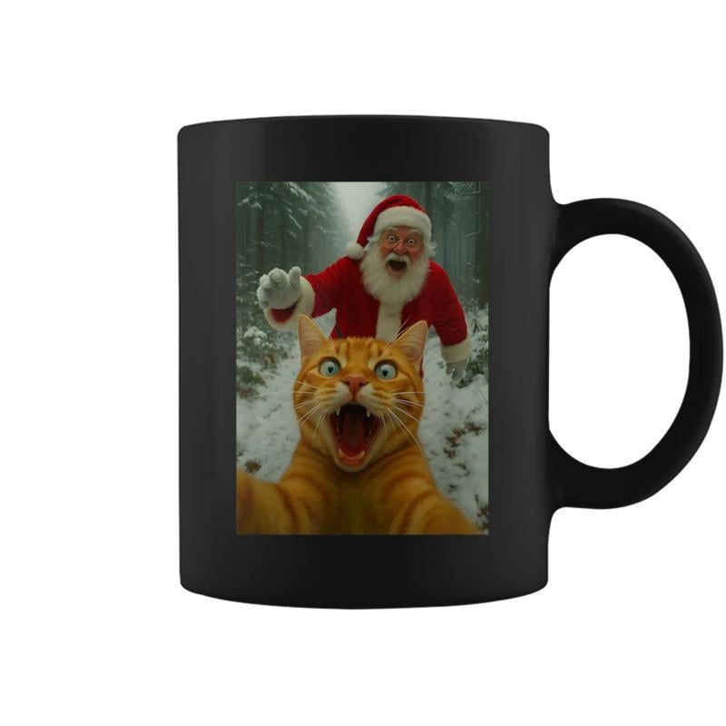 Cat Selfie With Santa Claus Kitten Christmas Lover Coffee Mugs ...