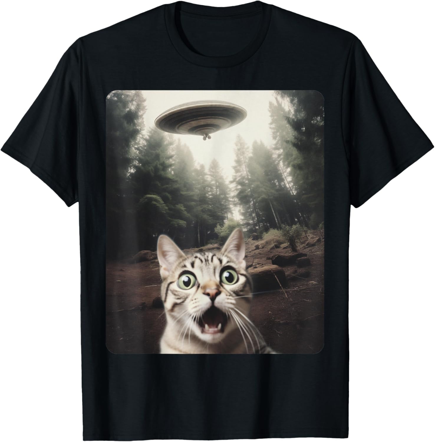 Cat Selfie With UFO T-Shirt - Walmart.com