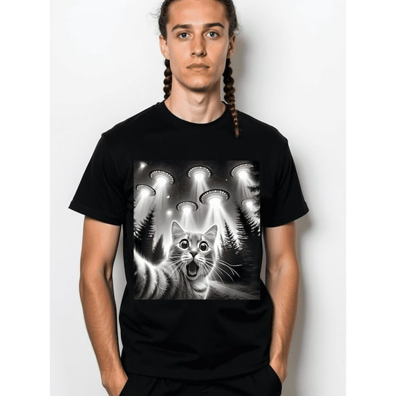 Cat Selfie with Alien UFO Surprised Scared Cat Lover Funny Gifts for ...