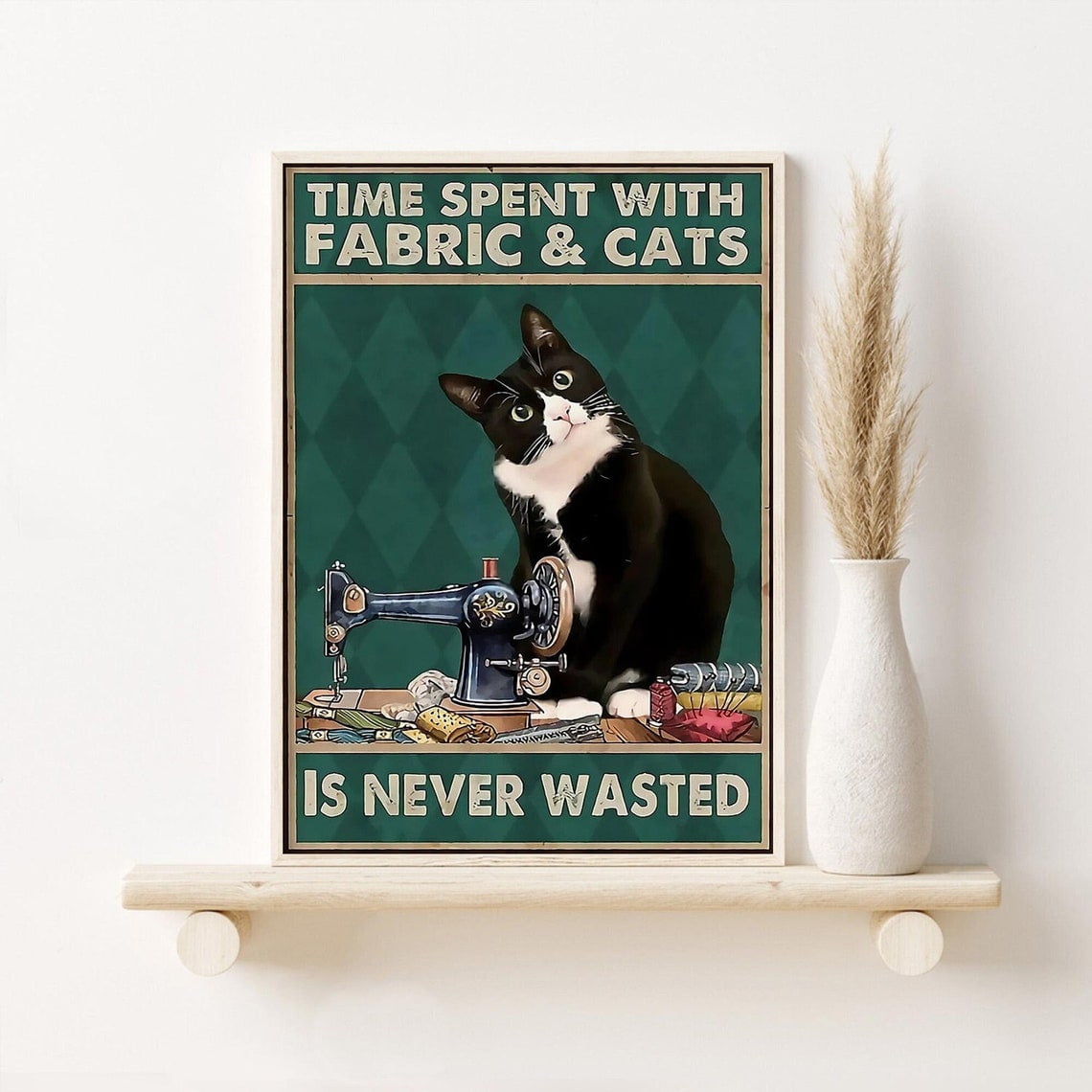 Cat Sewing Machine Print, Time Spent With Fabric And Cat Is Never ...