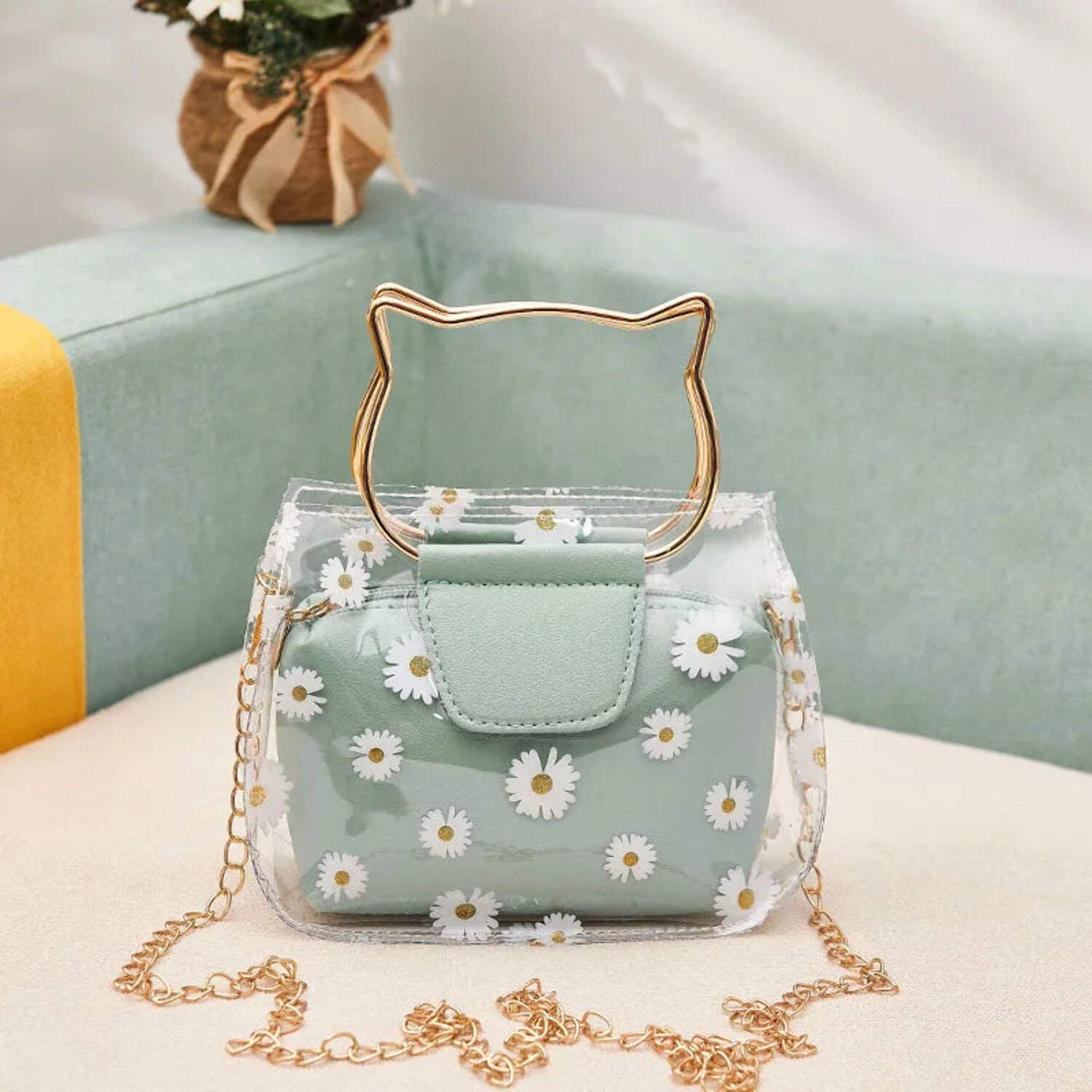 Cat Shape Handle Handbags Transparent Clear PVC Shoulder Bag Summer ...