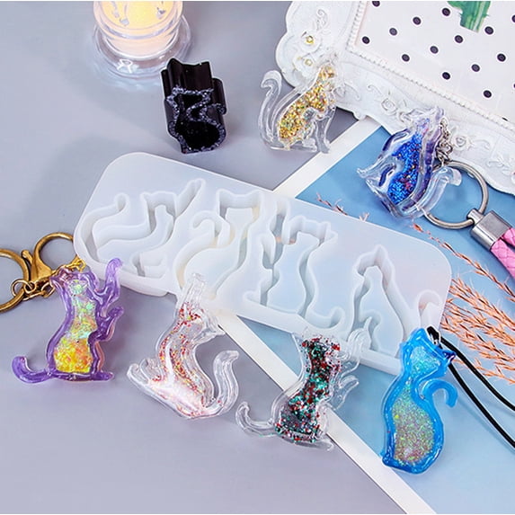 Cat Shape Quicksand DIY Silhouette Silicone Mold Resin Casting Molds ...