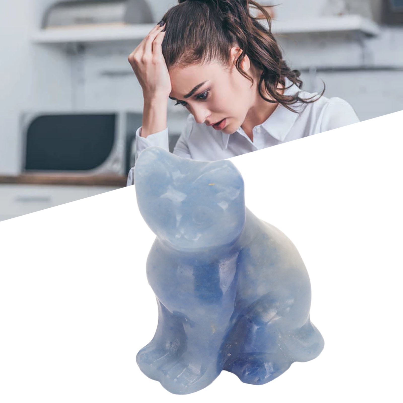 Cat Shaped Chakra Stone Figurine Yoga Meditation Energy Healing Stone ...