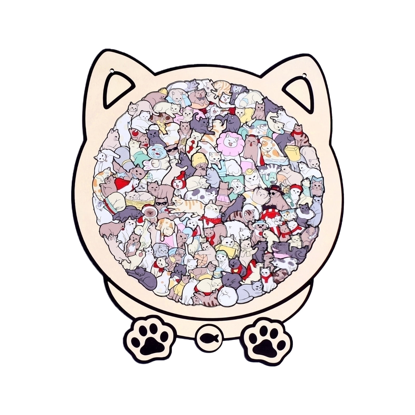 Cat Shaped Wooden Jigsaw Puzzle, Cute Animal Lovers Decorative Home ...