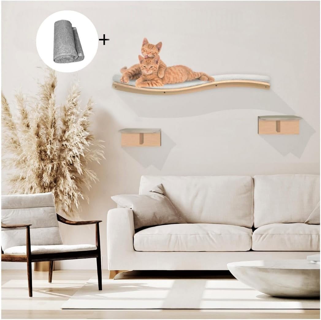 Cat Shelf-Cat Shelves for Wall Large Cats Set, 35' Curved,Cat Wall ...