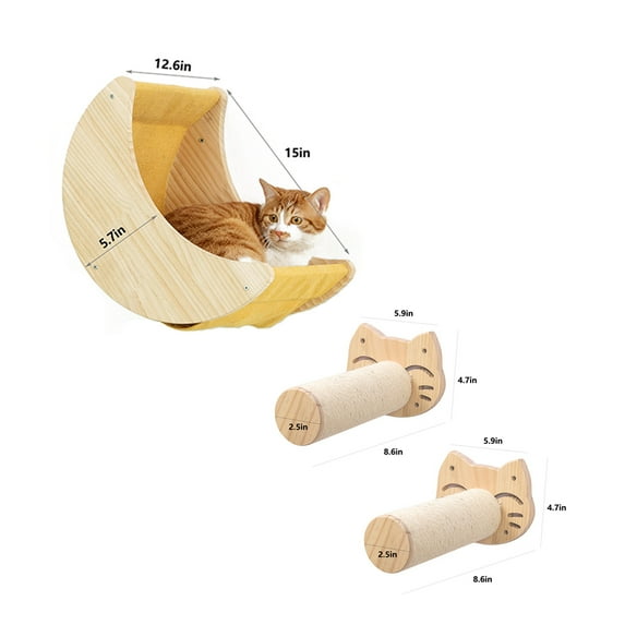 Cat Shelf Wall Hammock Climbing Shelves Moon Shaped And Perches Ladder ...