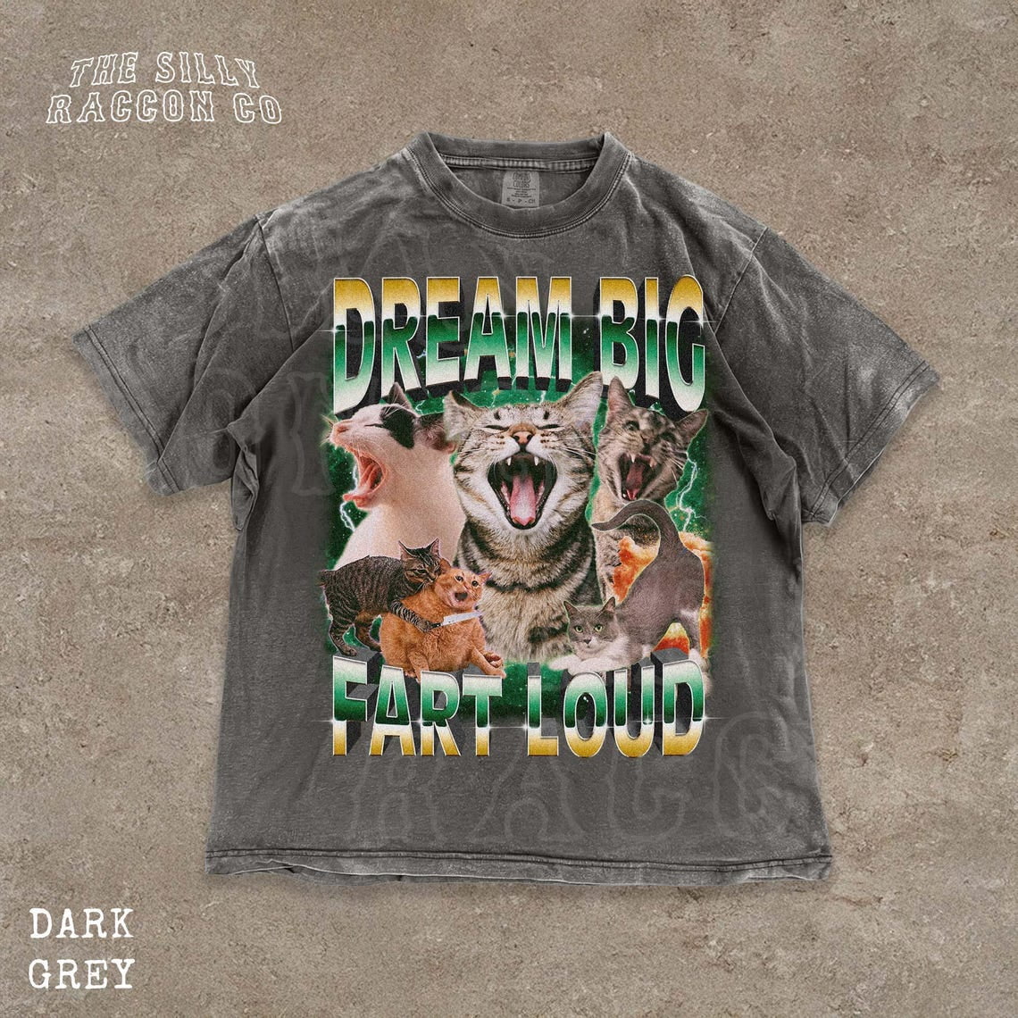 Cat Shirt Dream Big Fart Loud for Lovers Animal Pun Top Ironic Kitten ...