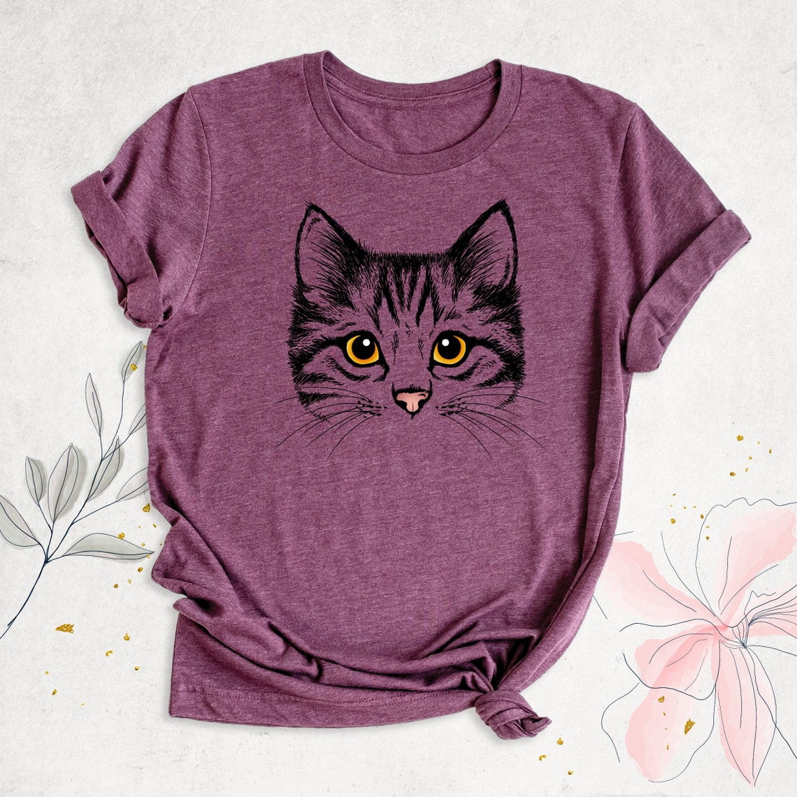 Cat Shirt, Kitten Shirt, Cat Face Shirt for Women, Cat Mom Shirt, Cat ...