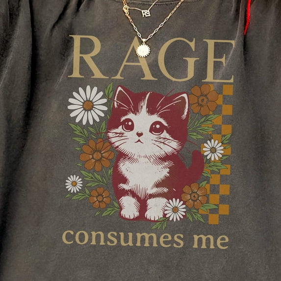 Cat Shirt, Rage Consumes Me Tee, Cottagecore, Vintage Floral Cat Mom ...