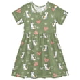 Cat Short Sleeve Dress A-Line Cute Midi Casual Sundress 2-8 Years ...