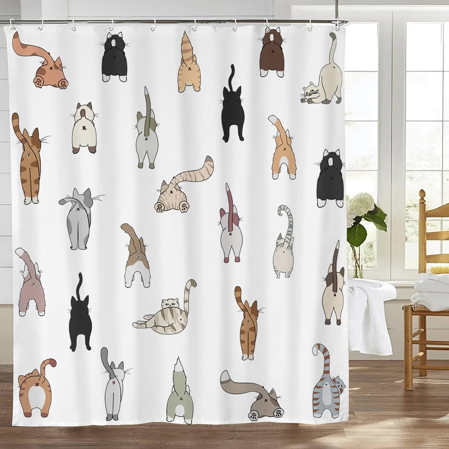 Cat Shower Curtain Funny Cats Shower Curtains for Bathroom Cartoon Fun ...