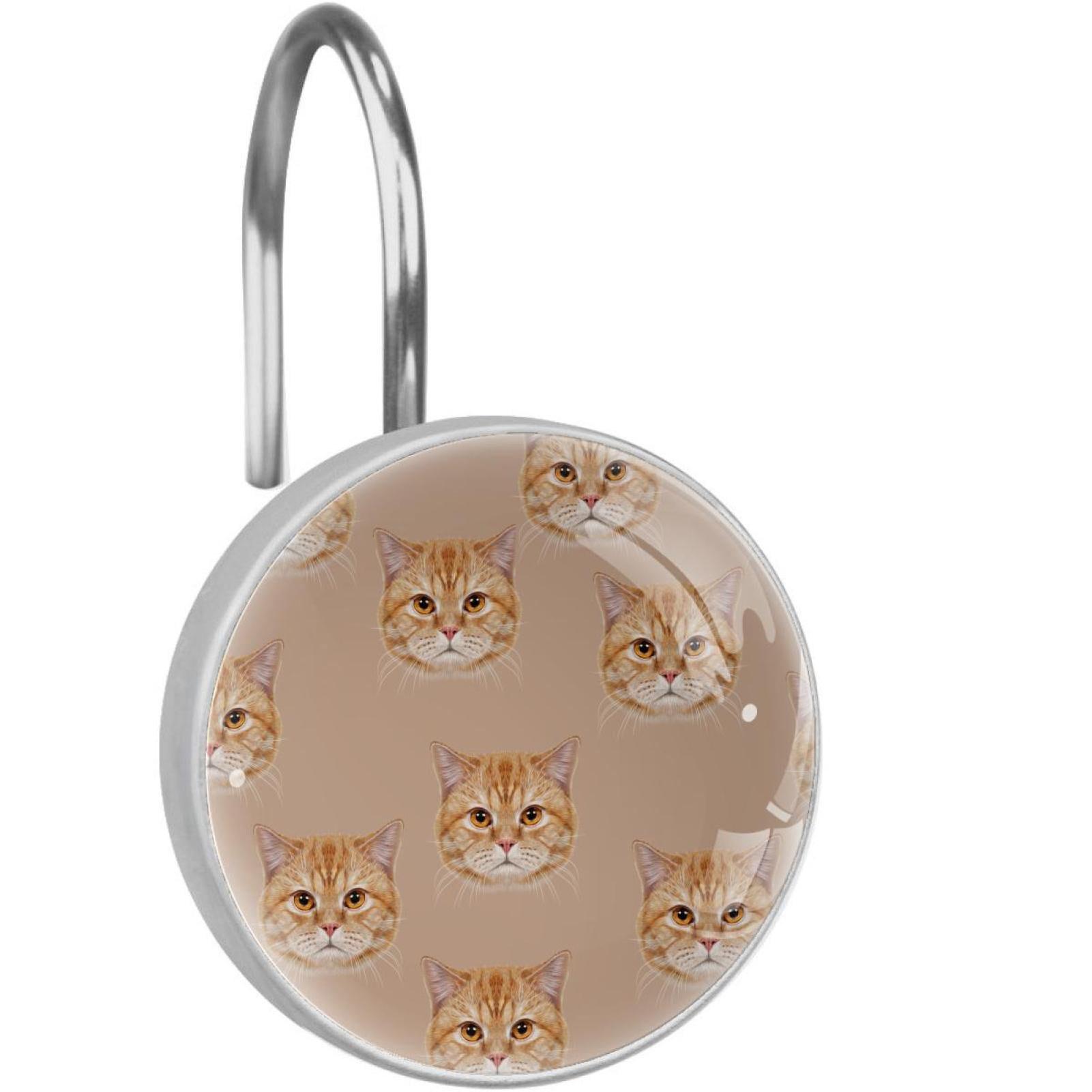 Cat Shower Curtain Hooks （Set of 12） for Home Hotel Shower Rods ...