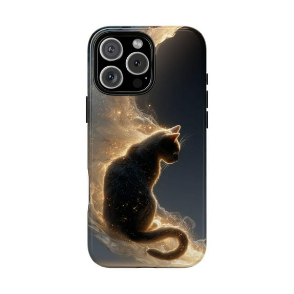 Cat Silhouette Celestial Smoke Mystical Kitty Art with iPhone 17 to 11 ...