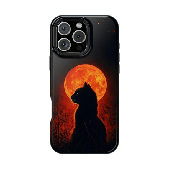 Cat Silhouette in Moonlit Meadows with a Bloodmoon Case for iPhone 11 ...