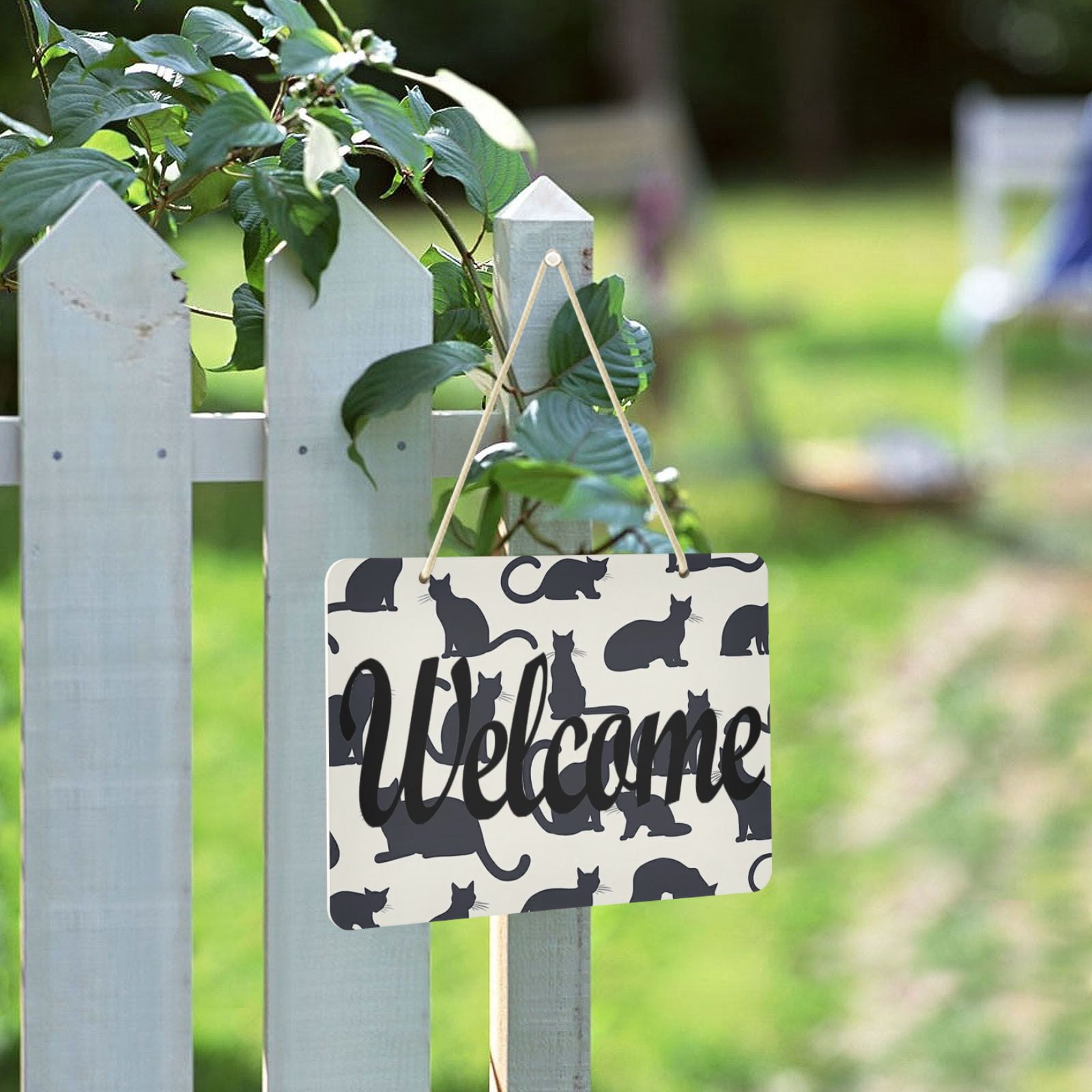 Cat Silhouettes Welcome Sign for Front Door Porch Wreath Door Sign Home ...