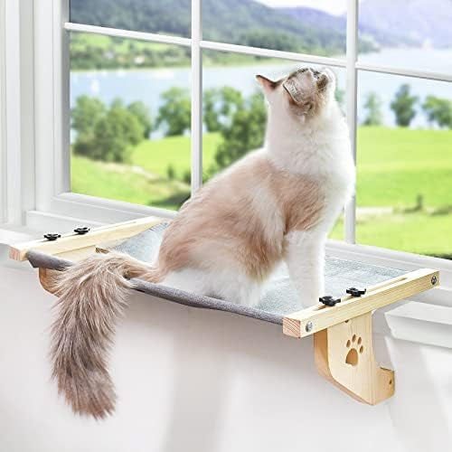 Cat Sill Window Perch Sturdy Cat Hammock Window Seat with Wood & Metal ...