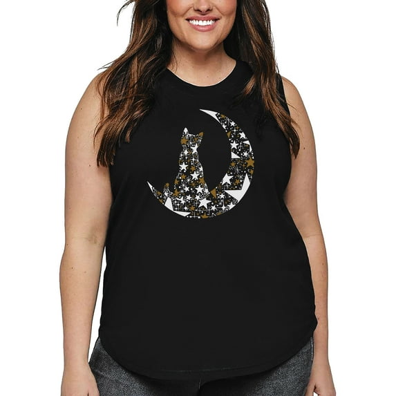 Cat Sitting On Moon - Women's Plus Size Word Art Tank Top - Walmart.com