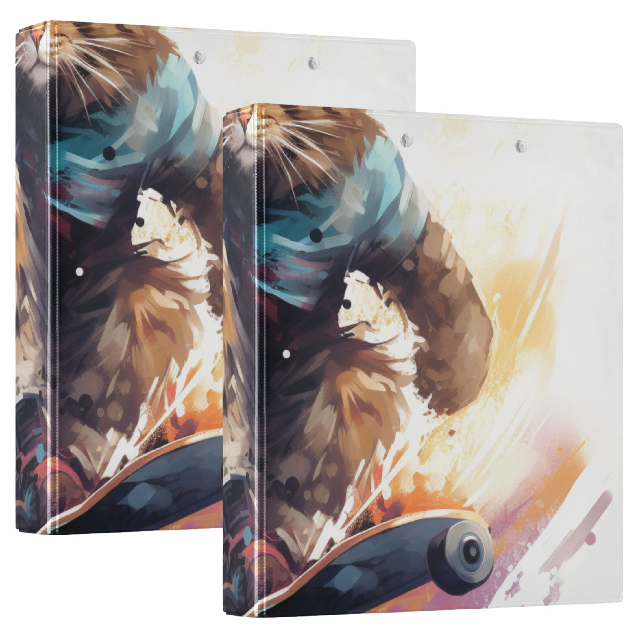 Cat Skateboard 3 Ring Binders 1.5 inch Hardcover File Folders with ...