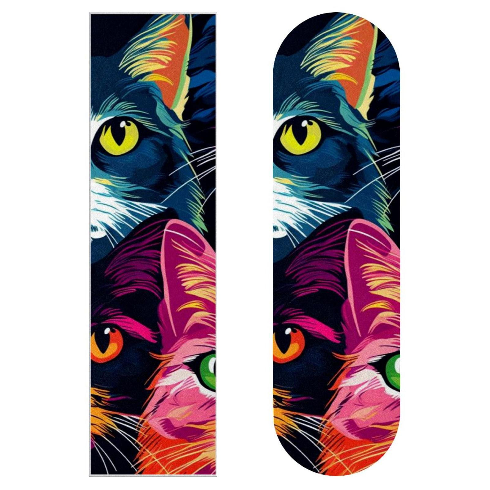Cat Skateboard Stickers Pack of 2 - Emery Surface, PVC Backing, 8.8x32 ...