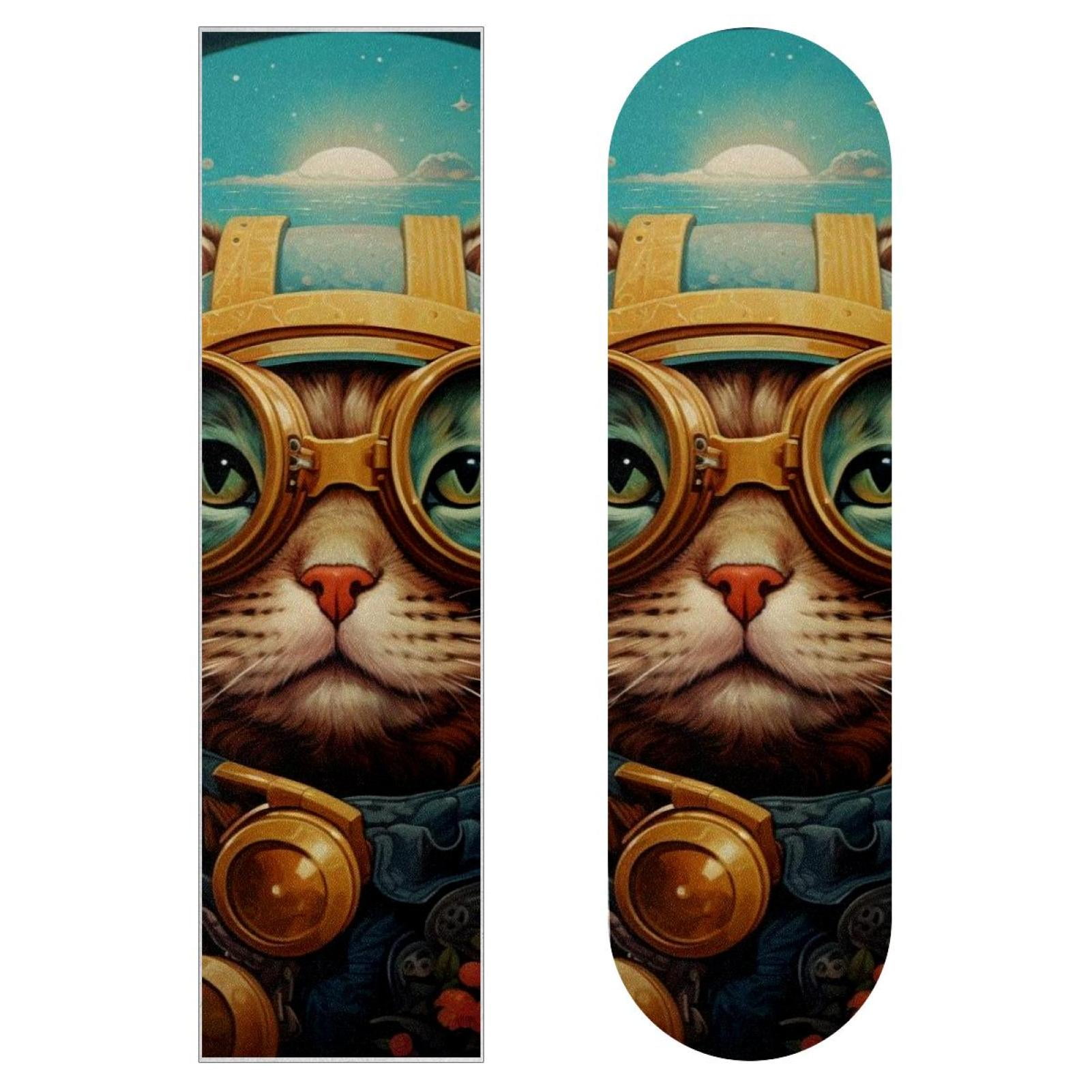 Cat Skateboard Stickers Pack of 2 - Emery Surface, PVC Backing, 8.8x32 ...
