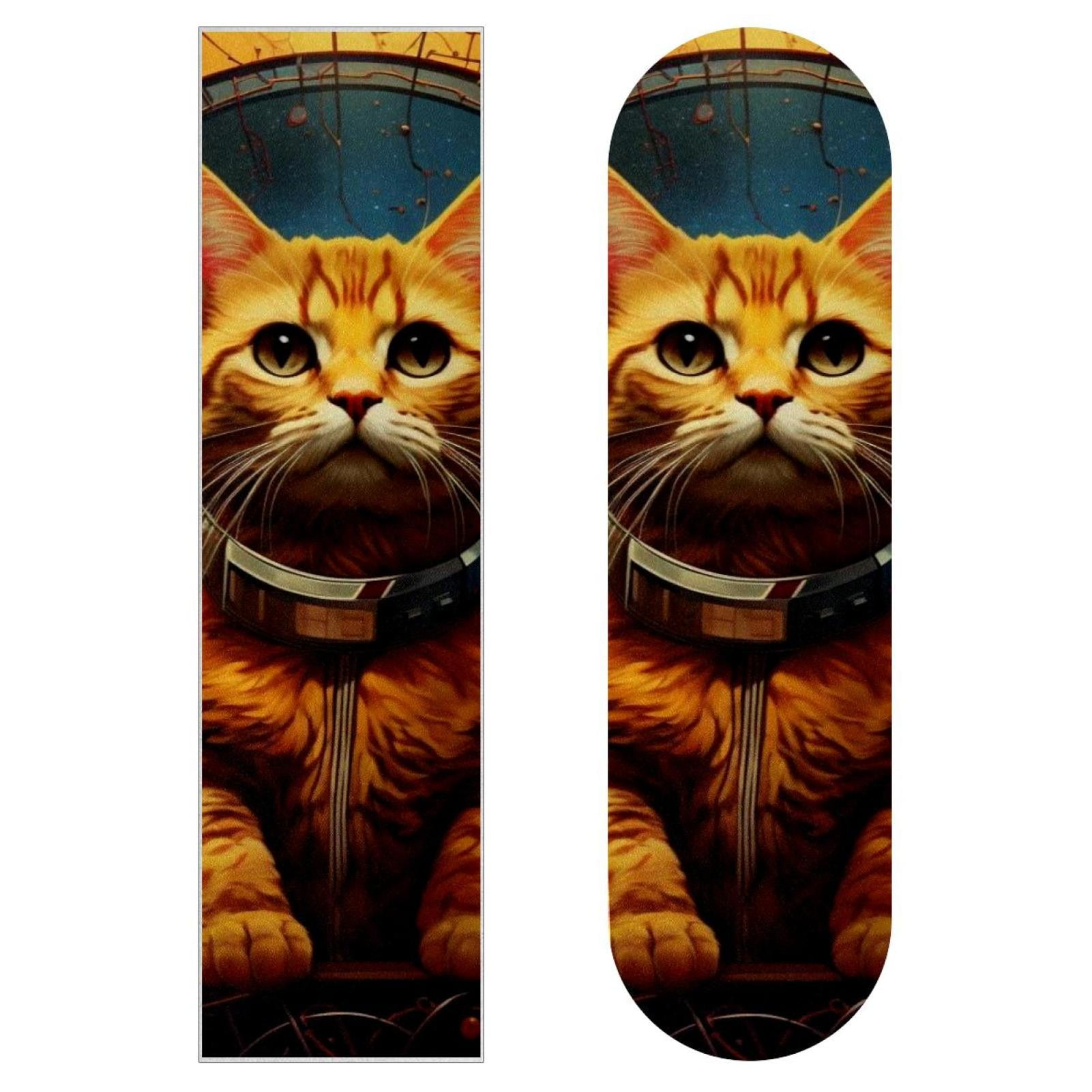 Cat Skateboard Stickers Pack of 2 - Emery Surface, PVC Backing, 8.8x32 ...