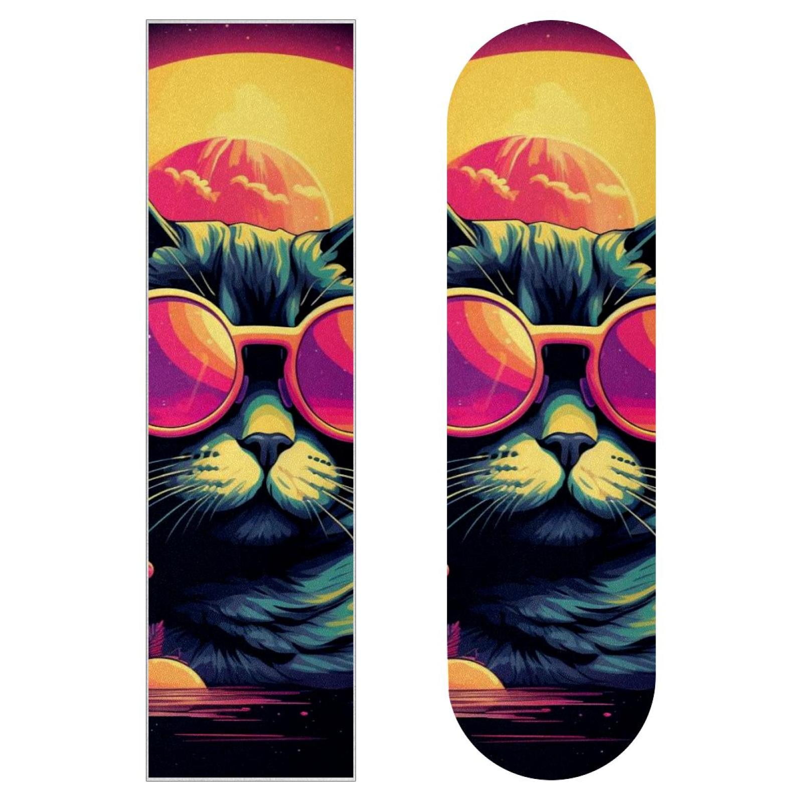 Cat Skateboard Stickers Pack of Two - Emery Surface, PVC Back, 8.8x32 ...