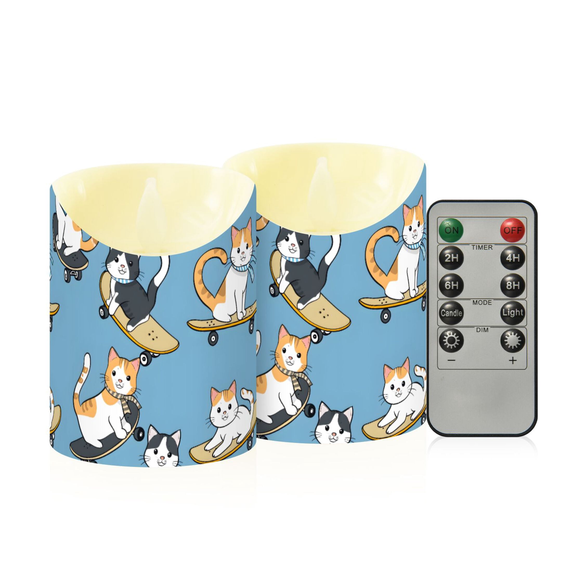 Cat Skateboard Surfboard Flameless Candles 2 PCS with Remote Realistic ...
