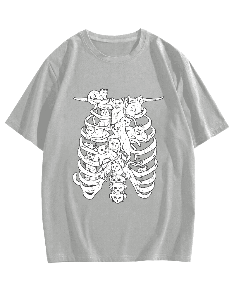 Cat Skeleton Cotton casual T-shirt - Walmart.com