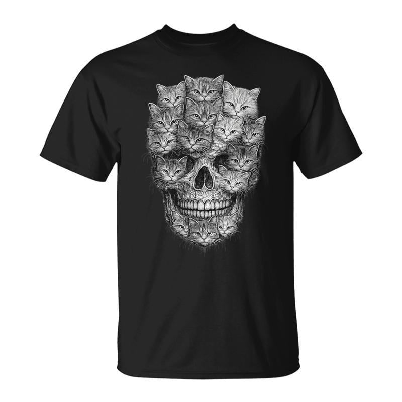Cat Skull Made Of Cats Gothic Kitty Skeleton Dark Aesthetic TShirt ...