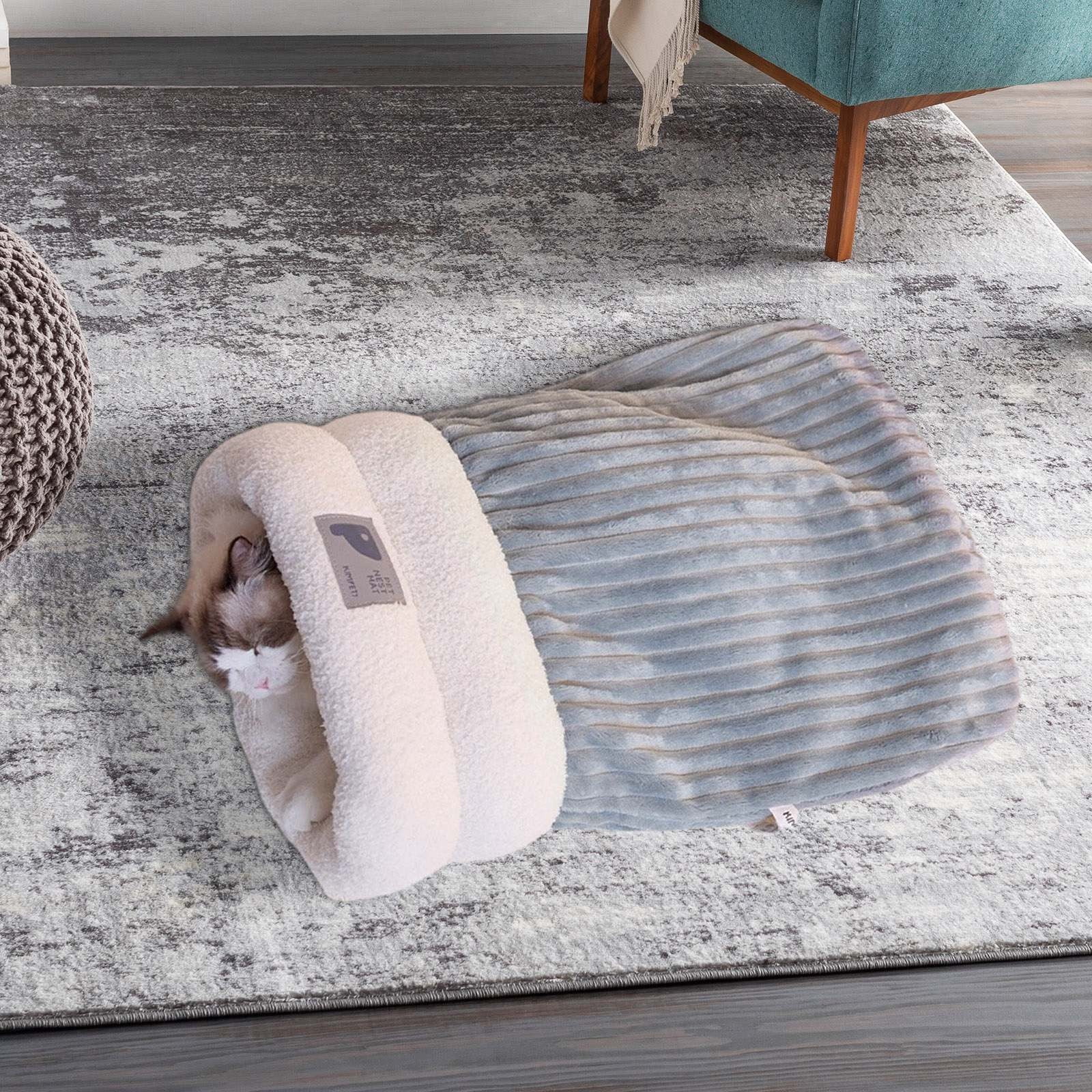 Cat Sleeping Bag, 2024 New 360°Warm Semienclosed Soft Plush Large Cat ...