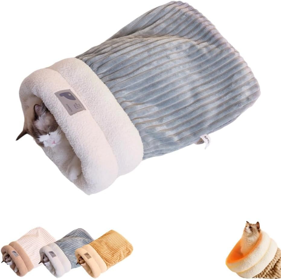 Cat Sleeping Bag Bed, Cat Winter Sleeping Bag Soft Plush Cat Sack Self ...